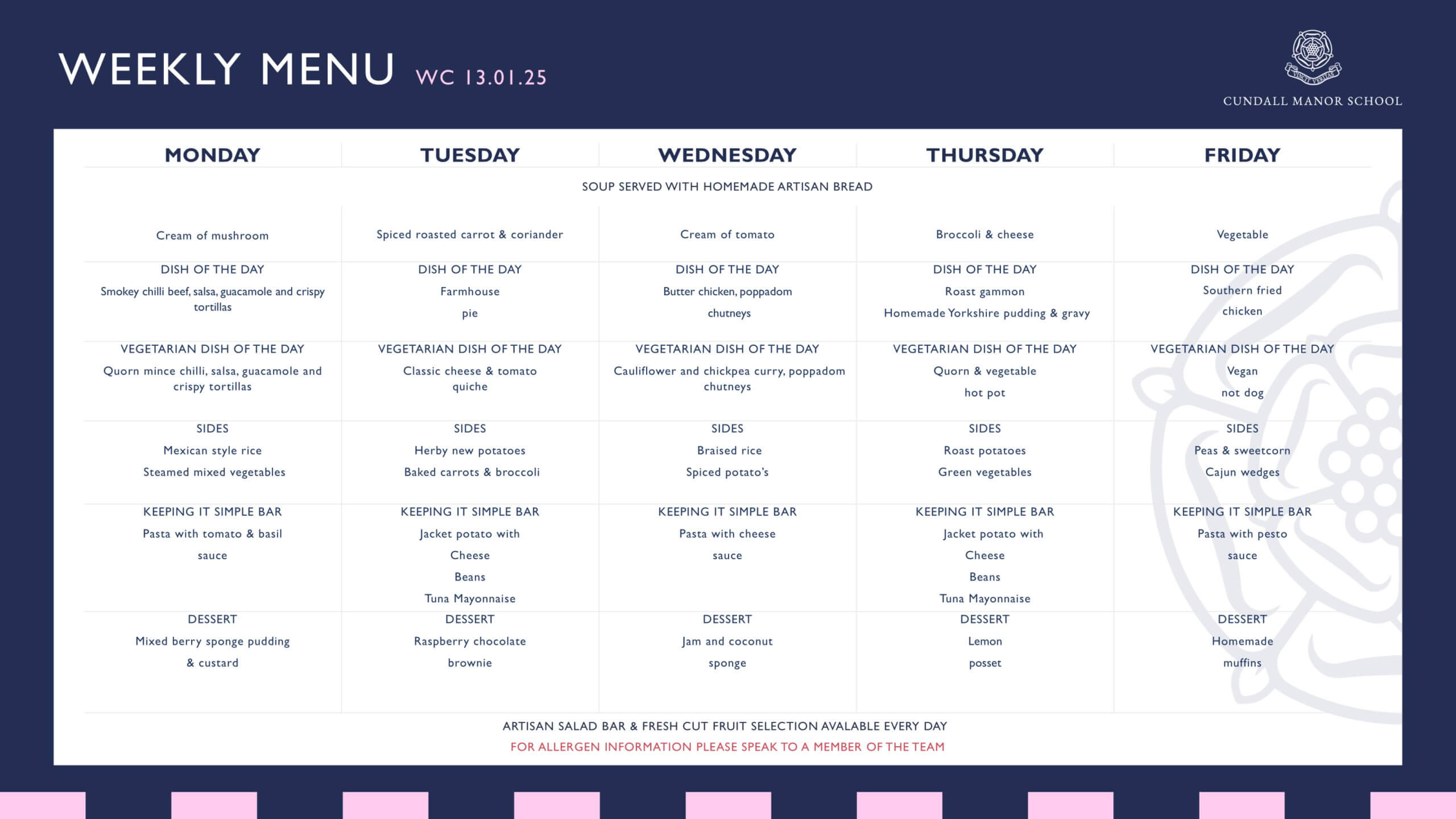 Lunch Menu - Cundall Manor